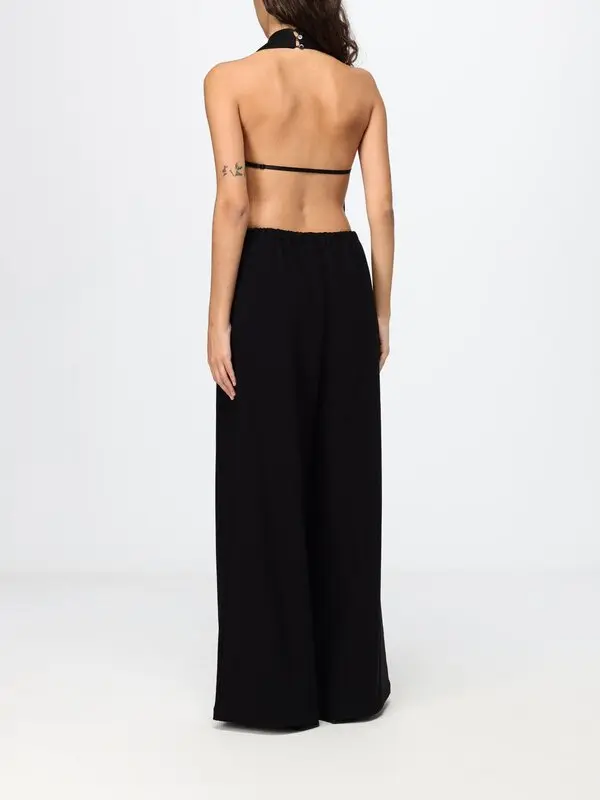ELEH Elegant Sleeveless Halter Neck Evening Jumpsuit In Jersey - Black