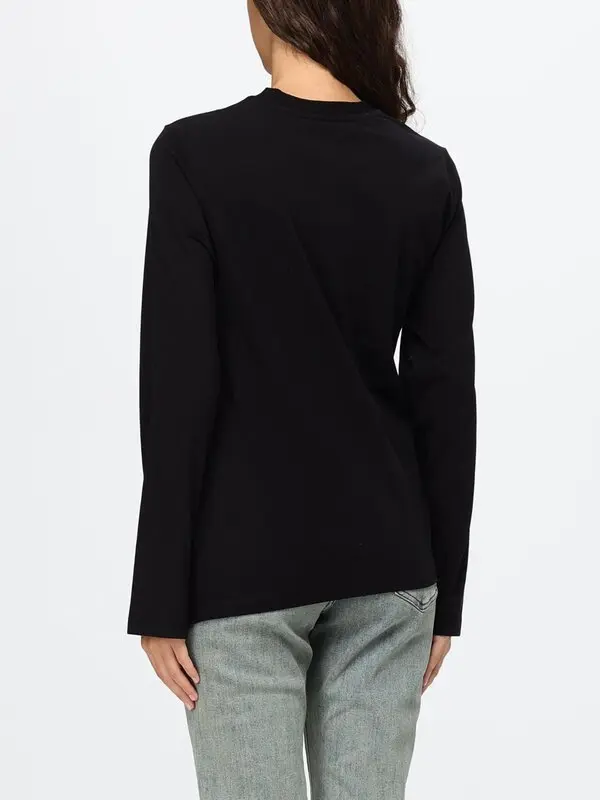 ELEH Draped Long-sleeved T-shirt In Cotton Blend With A Crew Neck - Black