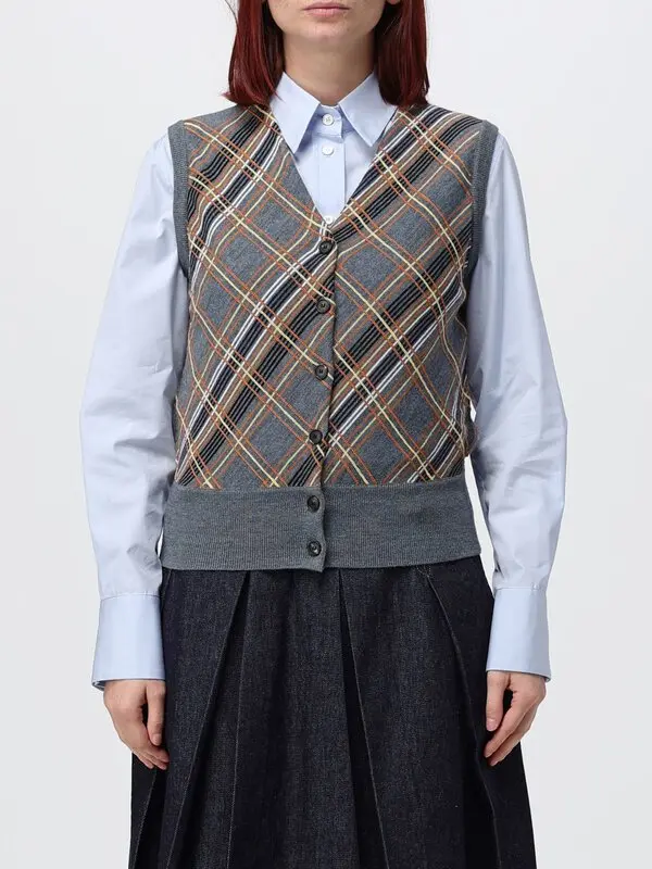 TELA Argyle Wool-blend Knitted Vest With A V-neck And Button Fastening