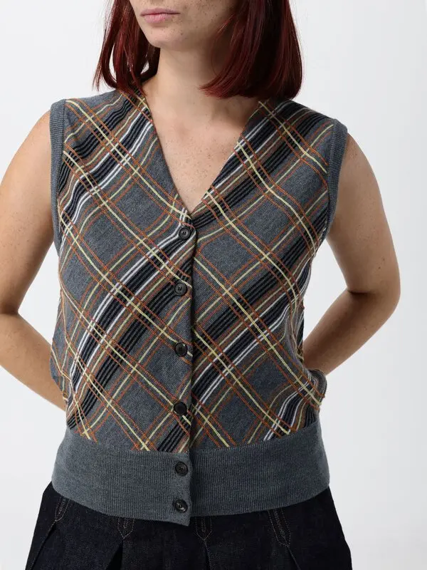 TELA Argyle Wool-blend Knitted Vest With A V-neck And Button Fastening