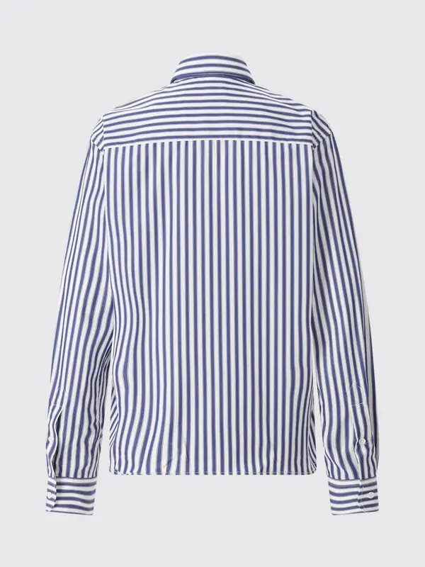 AMI Paris Striped Cotton Shirt With Button-down Collar And Embroidered Logo