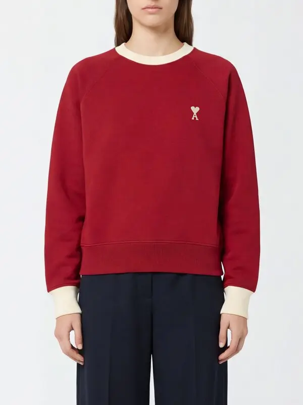 AMI Paris Cotton Crewneck Jumper With Dropped Shoulders And Embroide Logo