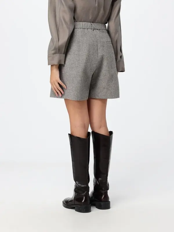 ELEH Gray Wool Blend Shorts With Darts And Belt Loops