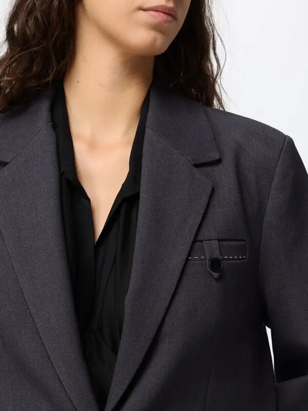 ELEH Single-breasted Cropped Blazer With Lapel Collar And Flap Pockets