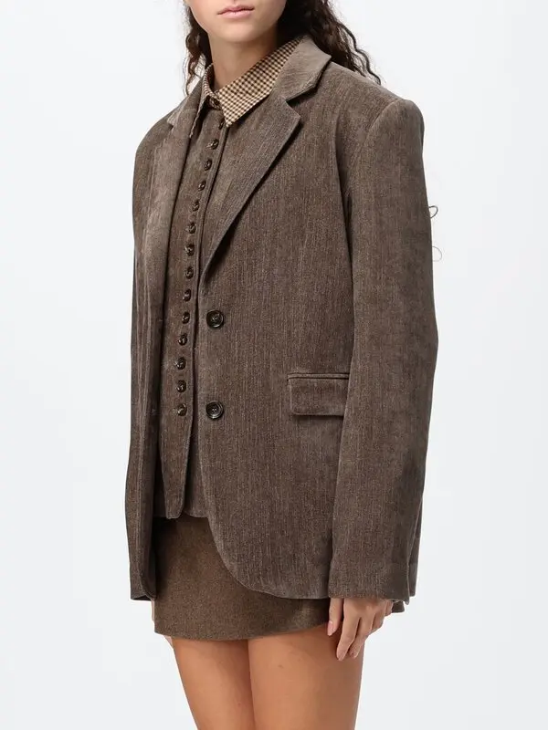 ELEH Single-breasted Relaxed Fit Cropped Velvet Blazer