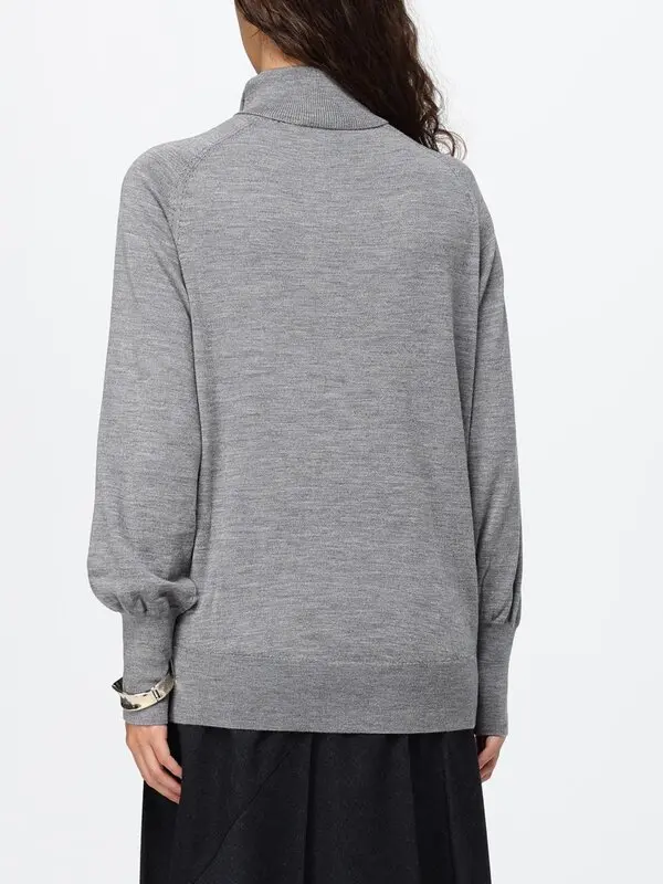 Liu Jo Cashmere Turtleneck With Metal Ring And Dropped Shoulders - Grey