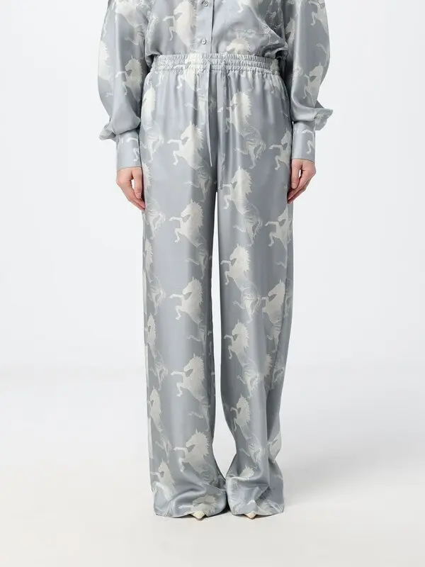Stella McCartney Graphic Print High-waisted Wide-leg Silk Trousers - Dust