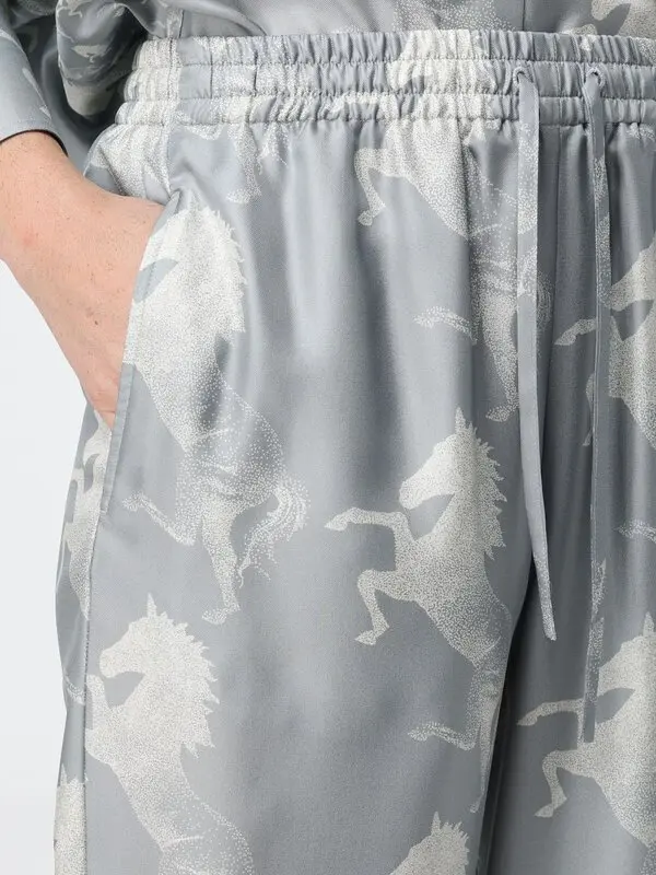 Stella McCartney Graphic Print High-waisted Wide-leg Silk Trousers - Dust