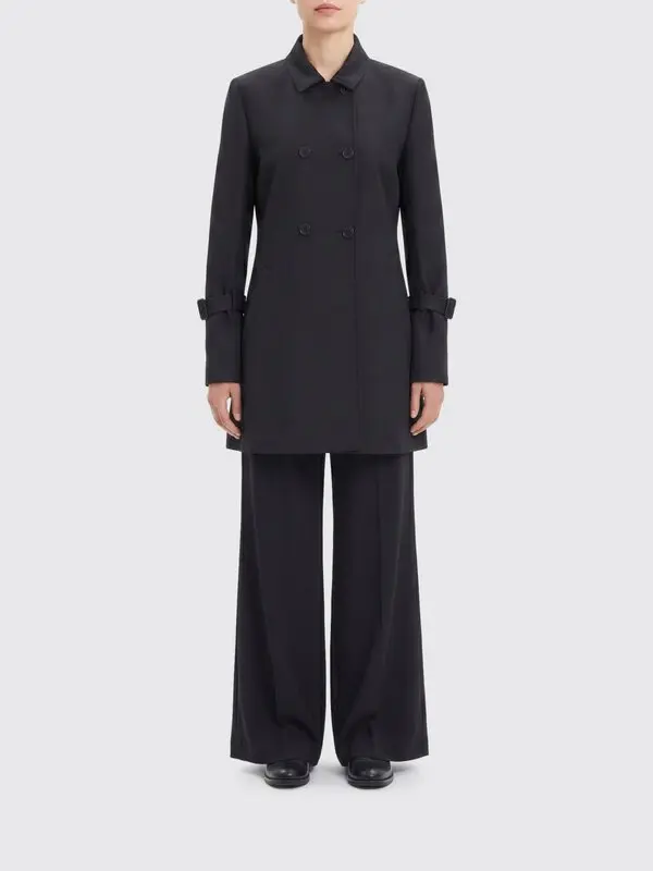 COURREGES Knee-length Double-breasted Wool Coat With Cuff Straps