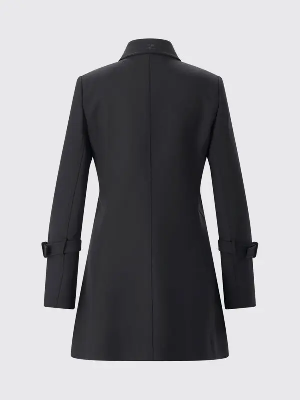 COURREGES Knee-length Double-breasted Wool Coat With Cuff Straps