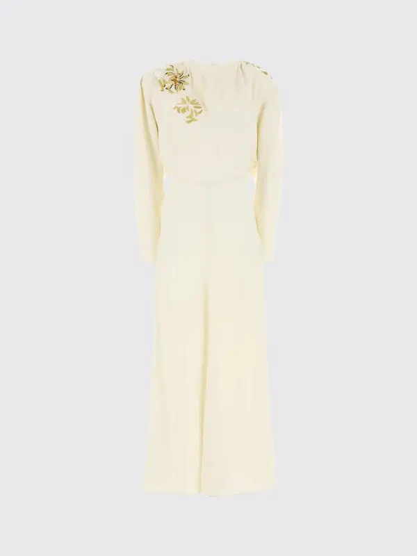 Isabel Marant Étoile Samsha Long Embroidered Crêpe Dress With V-neck