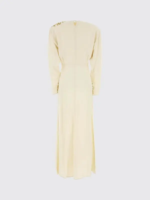 Isabel Marant Étoile Samsha Long Embroidered Crêpe Dress With V-neck