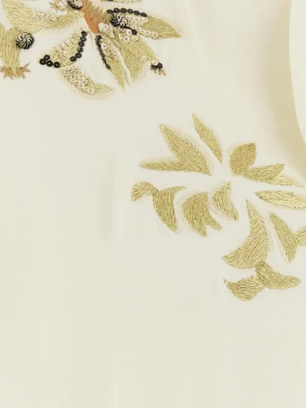 Isabel Marant Étoile Samsha Long Embroidered Crêpe Dress With V-neck