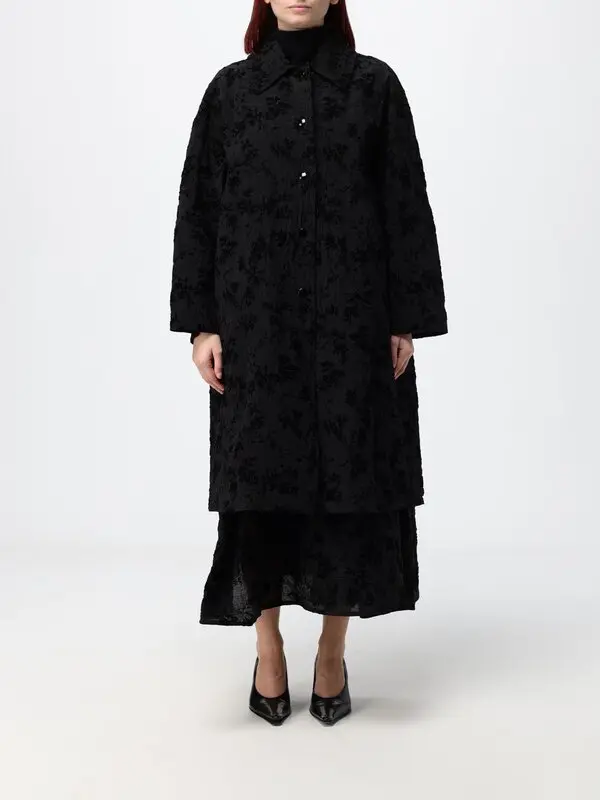 Ter Et Bantine Single-breasted Long Coat With Floral Details