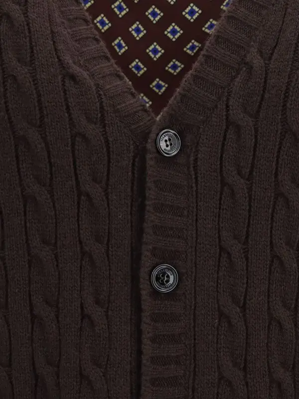 Valentino Garavani V-neck Pure Wool Cardigan With Ribbed Trims