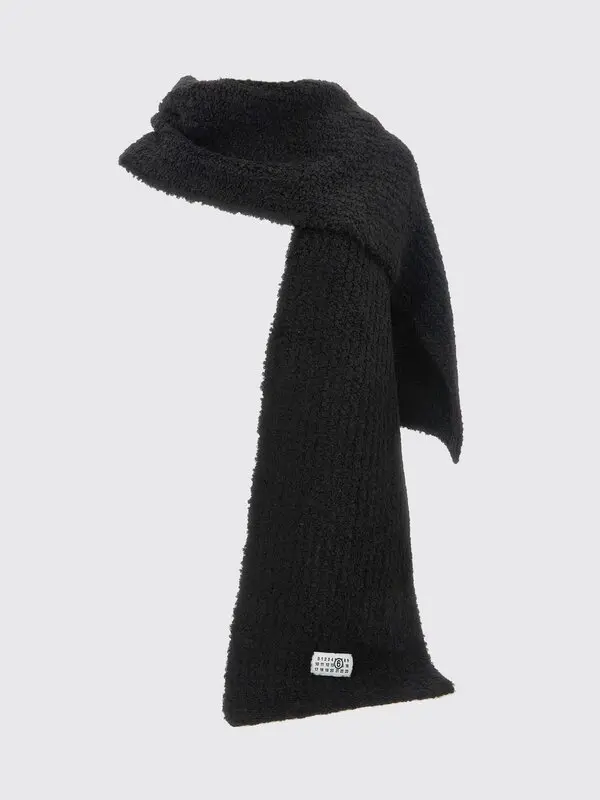 MAISON MARGIELA Wool Blend Scarf With Contrasting Numeric Logo - Black