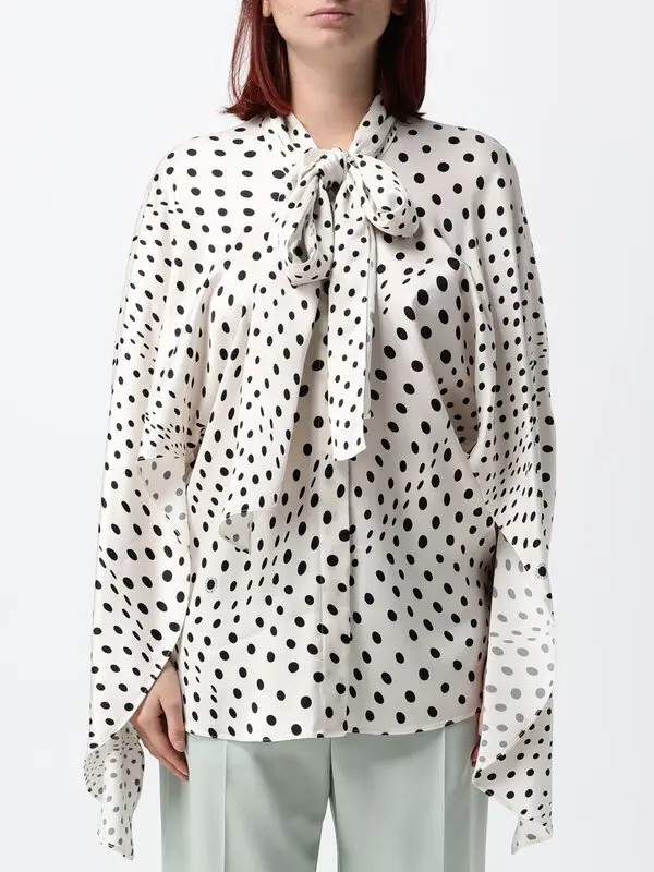 Stella McCartney Polka-dot Viscose Shirt With Pussy-bow Collar
