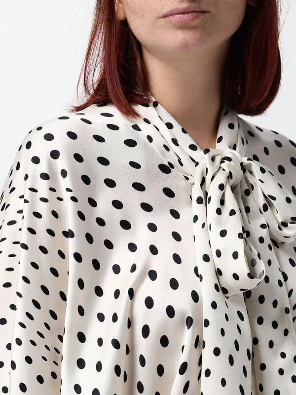 Stella McCartney Polka-dot Viscose Shirt With Pussy-bow Collar