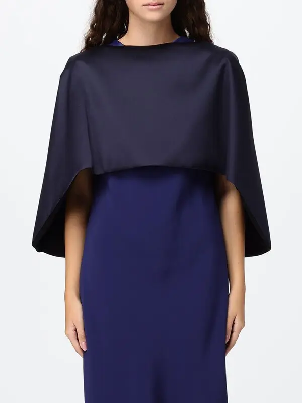 Alberta Ferretti Cropped Silk-blend Cape With Crew Neck
