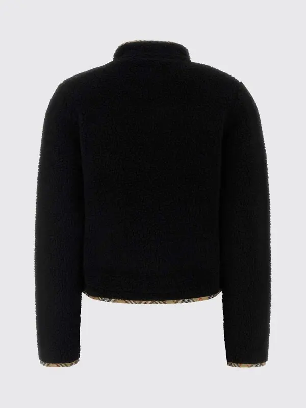 Burberry Ekd Logo Contrast-trim Fleece Short Jacket - Black