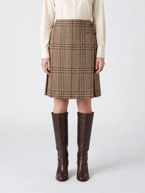 Burberry Vintage Check Wool Wrap-style Mini Skirt