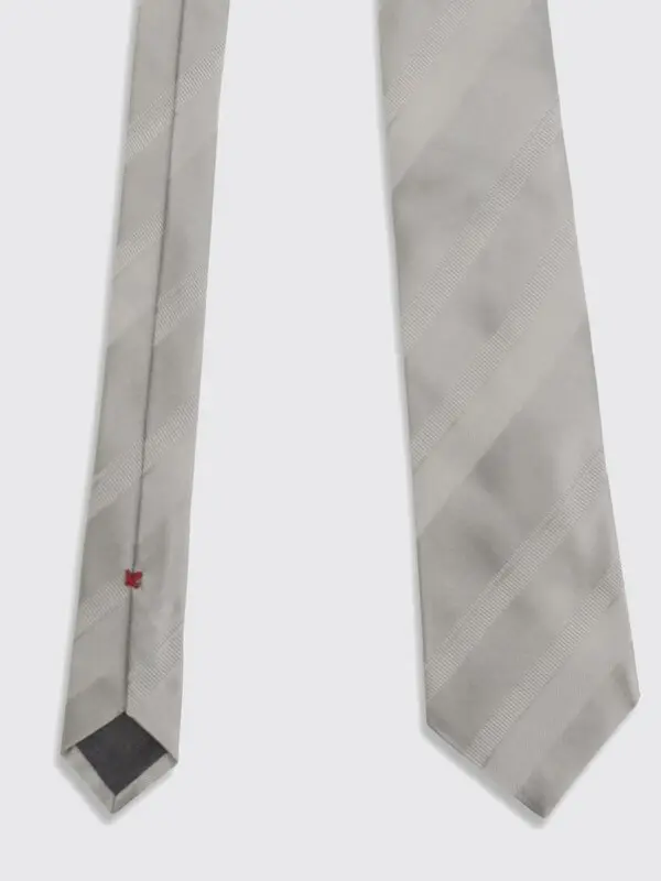 Brunello Cucinelli Striped 8cm Blade Pure Silk Tie - Grey
