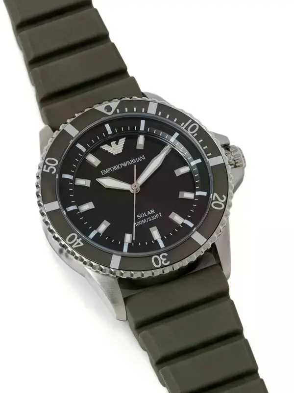 Emporio Armani World Explorer Solar-powered Three-hand Green Silicone Watch
