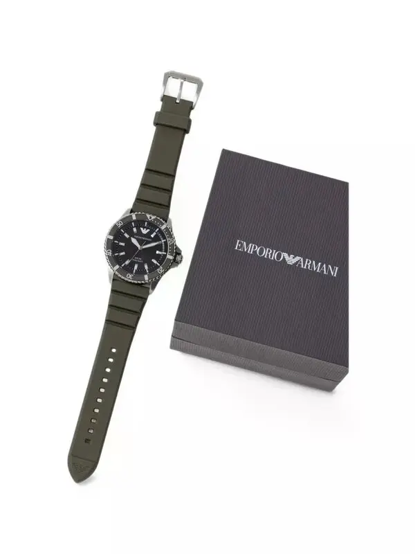 Emporio Armani World Explorer Solar-powered Three-hand Green Silicone Watch