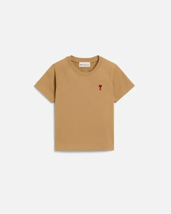 AMI Paris Brown Cotton De Coeur T-shirt Brown