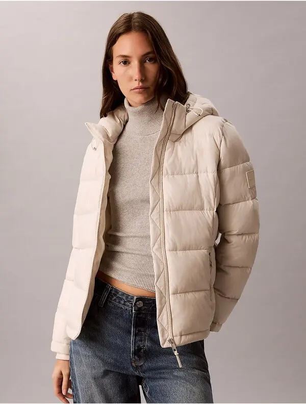 Calvin Klein Slim Stretch Puffer Jacket - Chalk