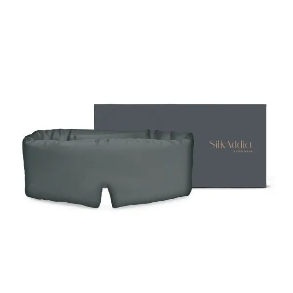 SILK ADDICT Mulberry Silk Sleep Mask Wrap Charcoal - Grey
