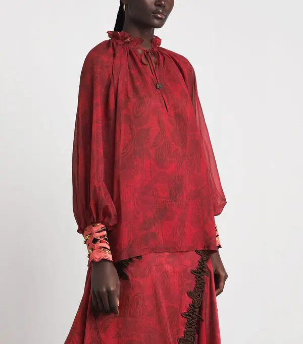 CHRISTIE BROWN Tulle Printed Blouse