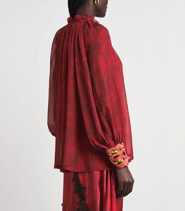 CHRISTIE BROWN Tulle Printed Blouse