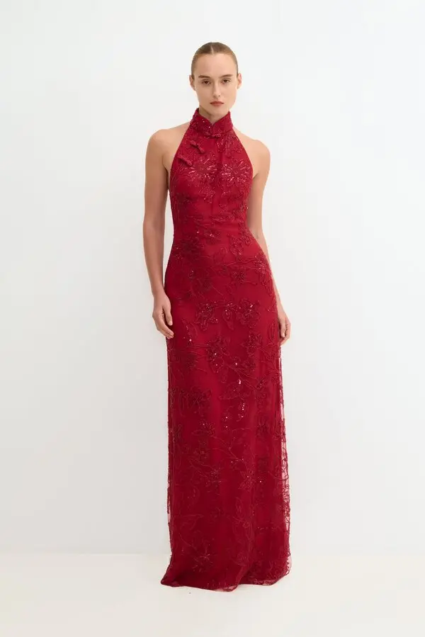 SAU LEE Grace Embellished Maxi Dress