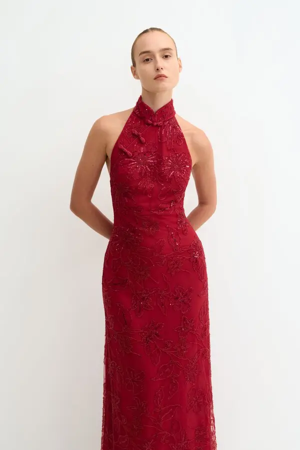 SAU LEE Grace Embellished Maxi Dress