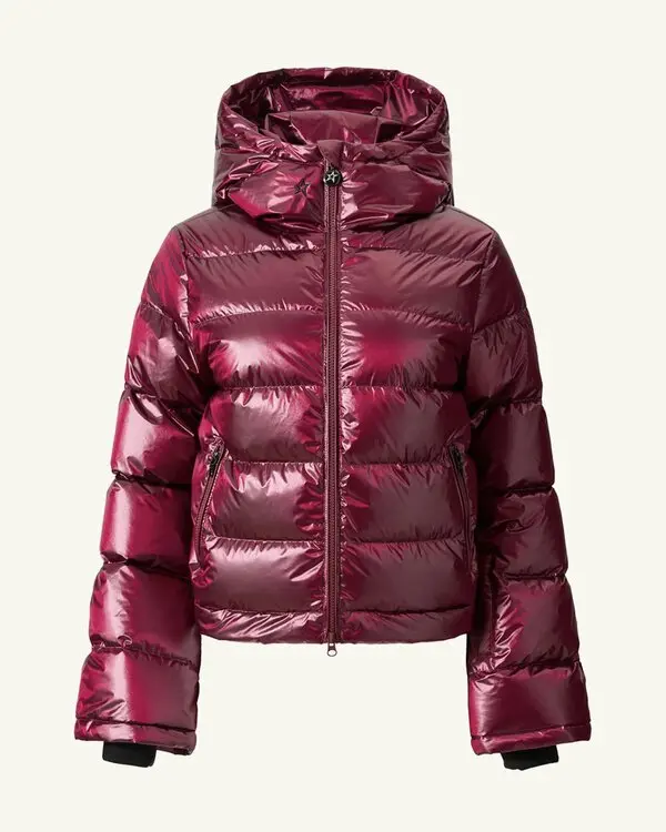 Perfect Moment Metallic Polar Flare Down Jacket - Wine