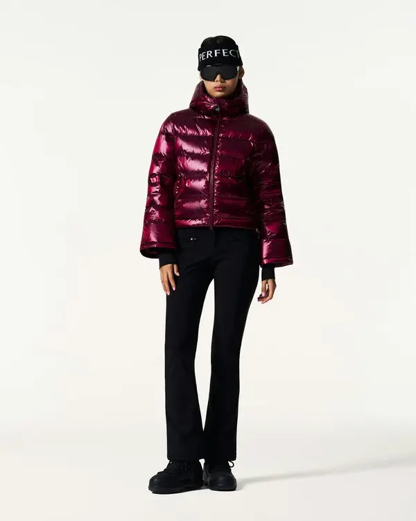 Perfect Moment Metallic Polar Flare Down Jacket - Wine