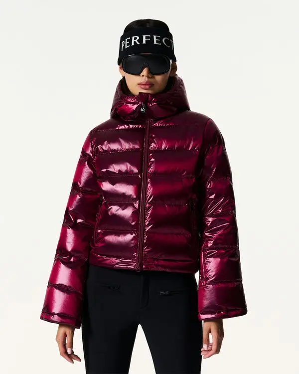 Perfect Moment Metallic Polar Flare Down Jacket - Wine