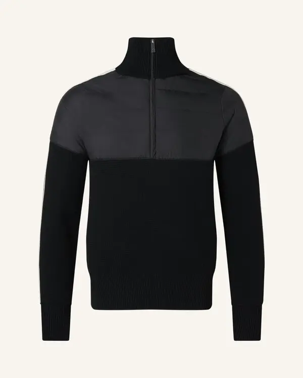Perfect Moment Merino Wool Half-zip Quilted Sweater