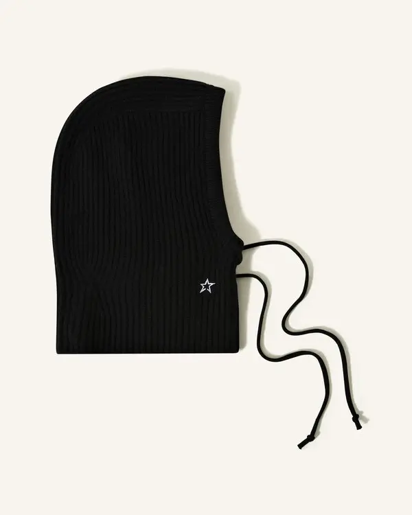 Perfect Moment Wool & Cashmere Cable-knit Hood - Black