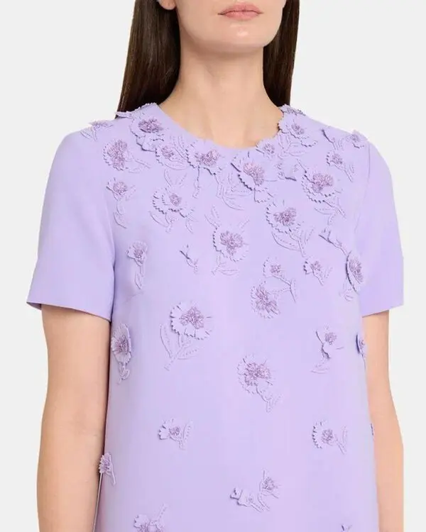 Carolina Herrera Carnation Embroidered Short-sleeve Mini Dress - Violeta