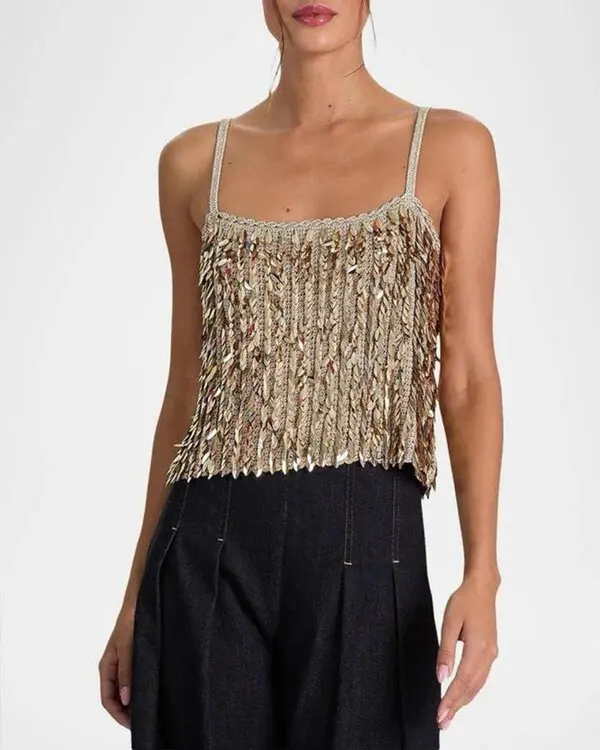 Alice + Olivia Nicolette Allover Sequin Tank