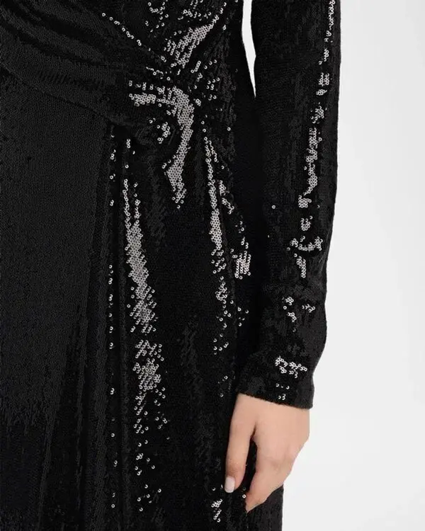 KATE BARTON Kate Draped Sequin Column Gown