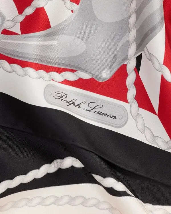 Ralph Lauren Anchor Stripe Silk Scarf - Black/red