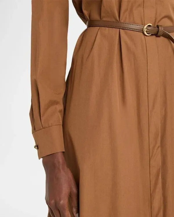 Max Mara Lecito Belted Cotton Midi Shirtdress