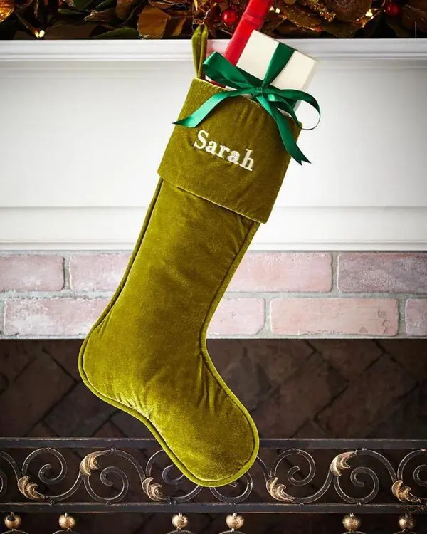 D. STEVENS Personalized Velvet Christmas Stocking - Mdgrn