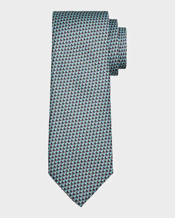 Brioni Apos;s Micro Geometric Print Silk Tie