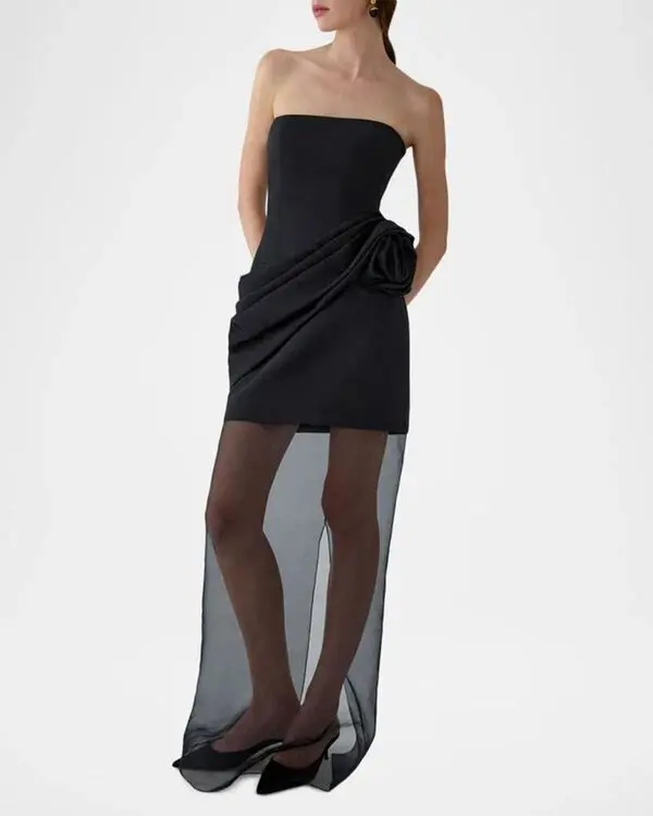 Carolina Herrera Rose Silk Sheer Hem Gown