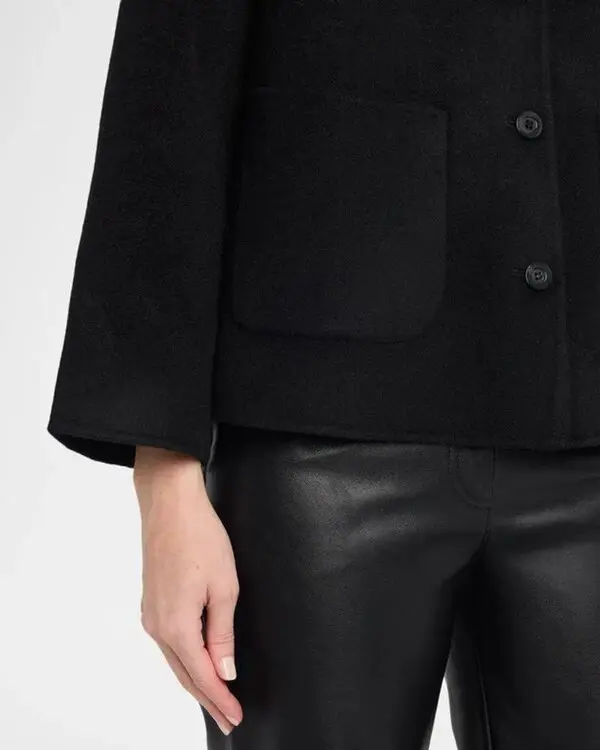 Neiman Marcus Double-faced Cashmere Short Coat - Black