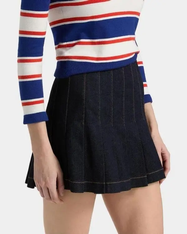 Alice + Olivia Carter Denim Miniskirt - Dark Rinse